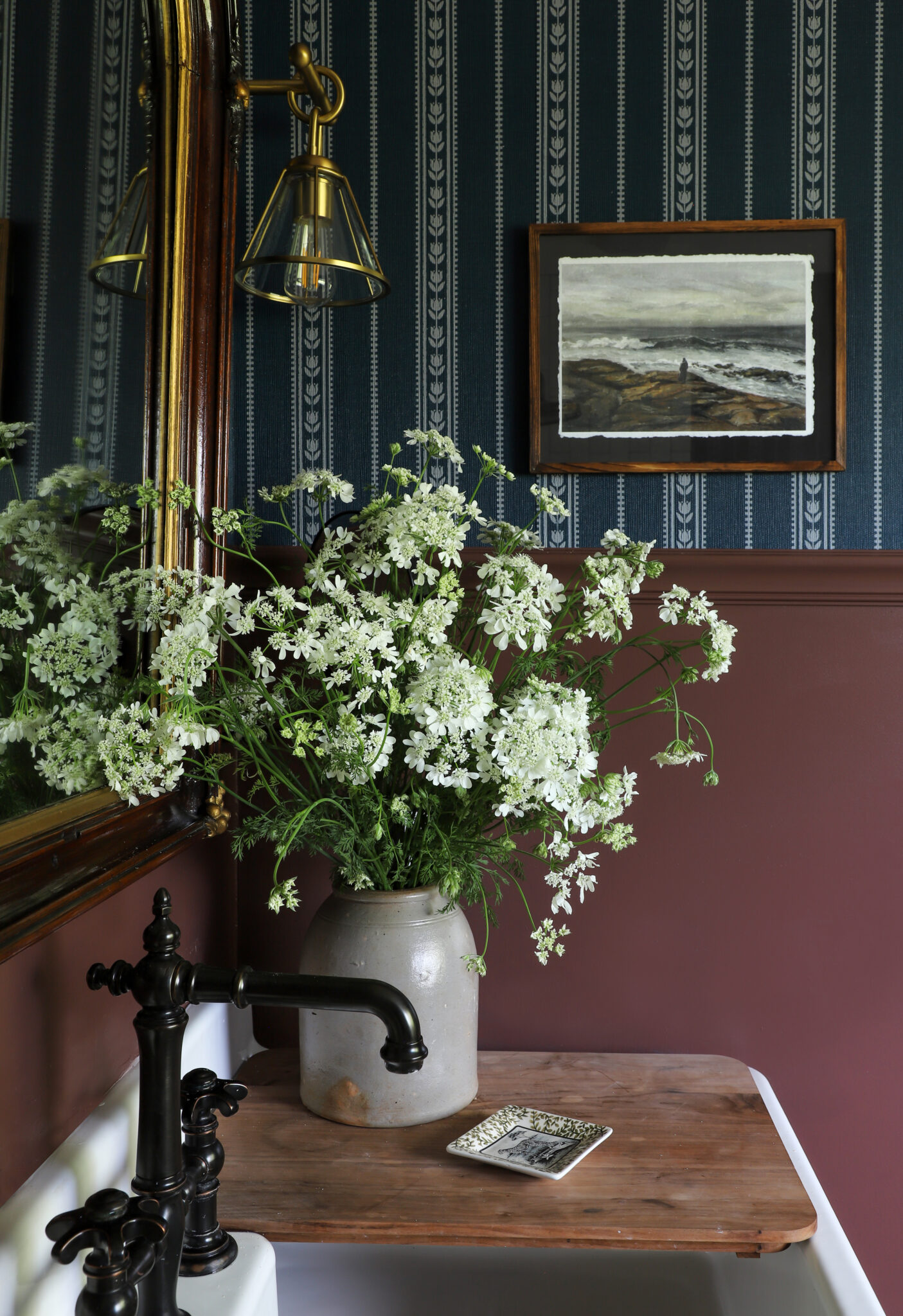 Barnhouse Bathroom Refresh | New Moody Paint & Bold Stripe Wallpaper ...