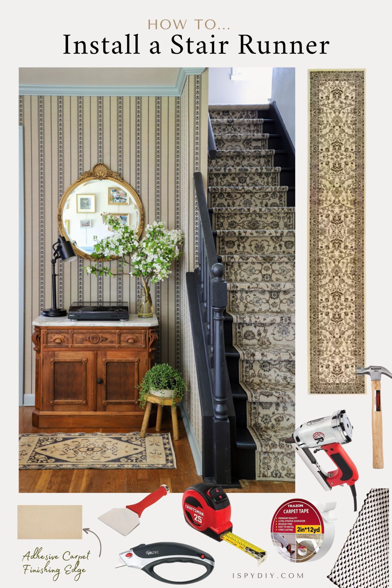 Installing Stair Runner DIY | As Seen on Makeover by Monday - I SPY DIY